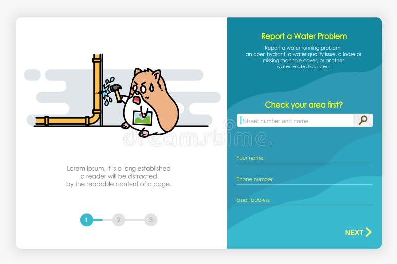 Onboarding Screens Design in Report a Water Problem and Form. Modern ...