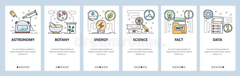 Science Website and Mobile App Onboarding Screens Vector Template Stock ...