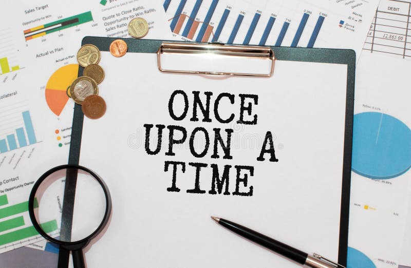 Once upon a Time, Text on White Paper on Torn Craft Paper Stock Photo ...