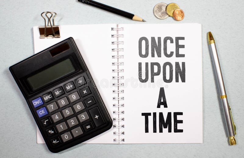 Once upon a Time, Text on White Paper on Torn Craft Paper. Stock Image ...