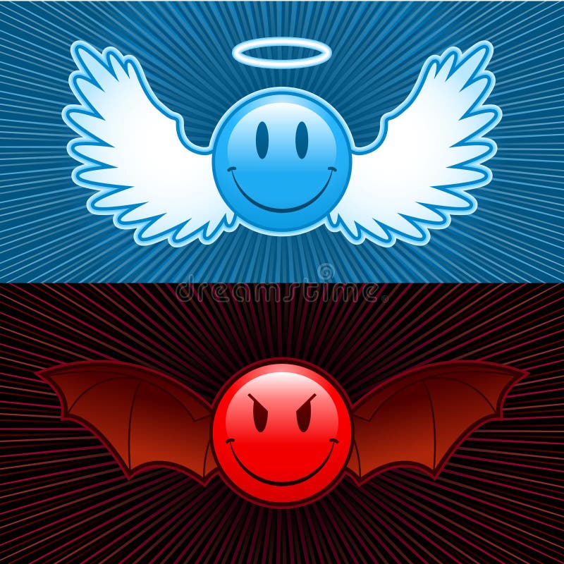 Ond god smiley vektor illustrationer. Illustration av symbol - 6622597