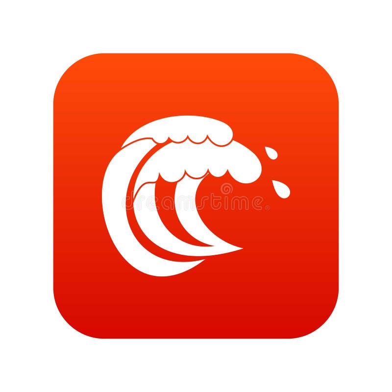 Onda Del Rojo Digital Del Icono De La Marea Del Mar Ilustración del ...