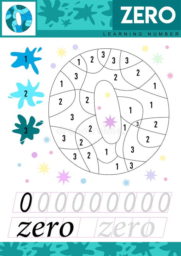 Write Numbers 0. Zero. Kids Learn To Count Worksheet. Children ...