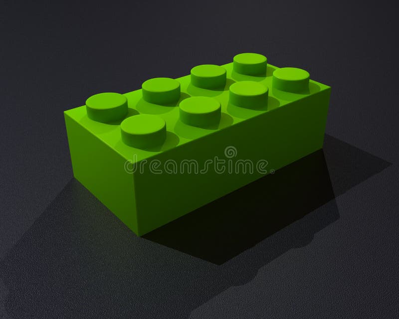 One 3D lego green block stock illustration. Illustration of leisure ...