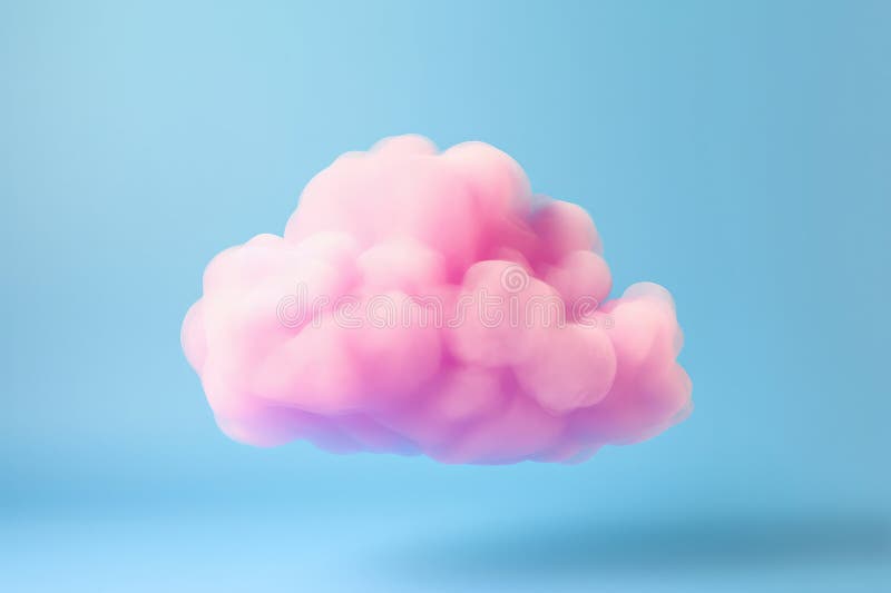 One Abstract Pink Cloud on Solid Blue Background. Stock Illustration ...