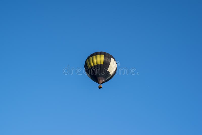 One Air Balloon Fly in the Blue Sky Stock Photo - Image of recreation ...
