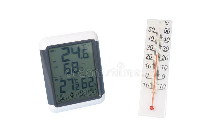 One Analogue and One Digital Thermometer Stock Image - Image of texture ...