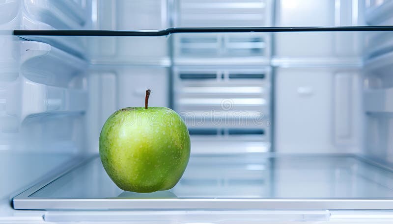 One Apple in Open Empty Refrigerator. Weight Loss Diet Concept Stock ... One Apple in Open Empty Refrigerator. Weight Loss Diet Concept Stock ...