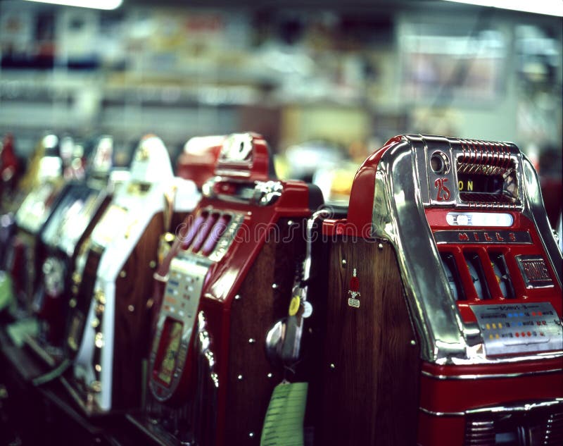 One Arm Bandit Slot Machine In Casino Stock Photo - Image of night ...