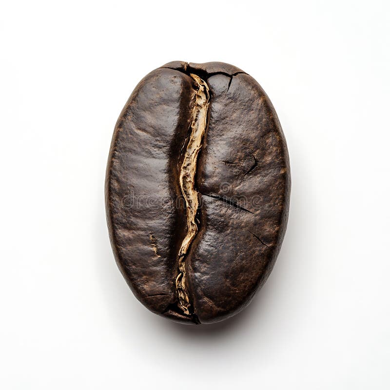 One Aromatic Coffee Bean Isolated on White Stock Photo - Image of grain ...