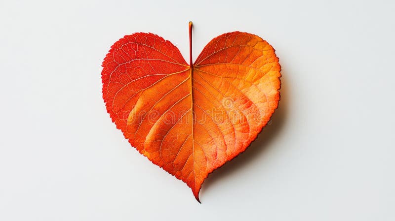 One Autumn Leaf in Heart Shape, on Light Background, Copy Space ...