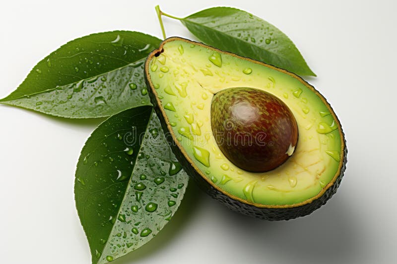 One Avocado Cut in Half with Drops of Water. Stock Image - Image of ...