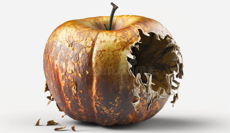 One Bad Apple Spoils The Bunch A Rotting Apple On White Background Generative Ai V1 Stock