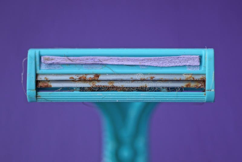 One Barn Blue Plastic Razor with Rusty Blades Stock Photo - Image of ...