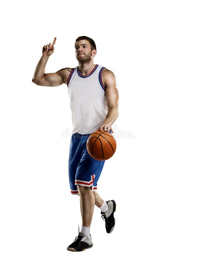 One Basketball Player Jump Isolation Stock Photo - Image of muscular ...