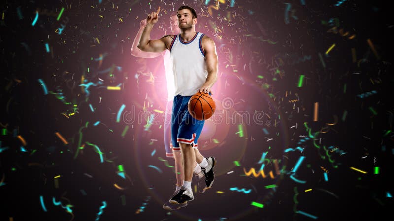 One Basketball Player on Selebrating Stock Photo - Image of moving ...