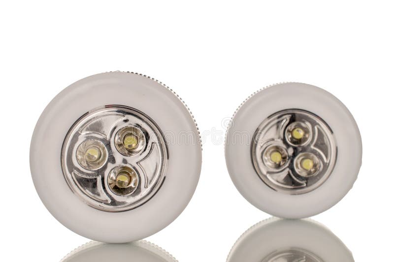 One Battery-powered Flashlight with LEDs Isolated on a White Background ...