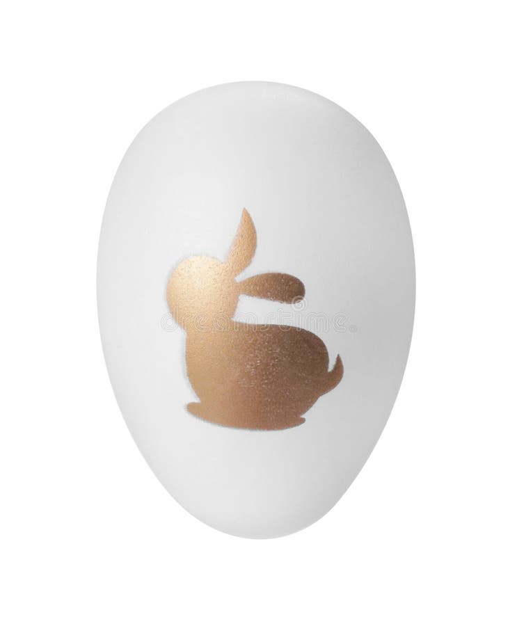 One Beautiful Easter Egg with Painted Rabbit Isolated on White Stock ...