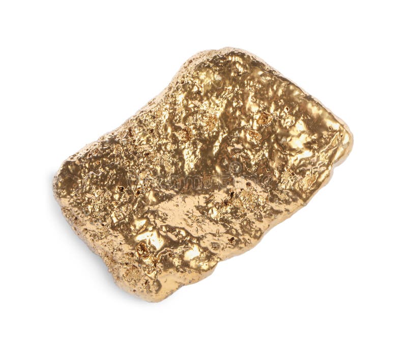 One Beautiful Gold Nugget Isolated on White Stock Photo - Image of ...