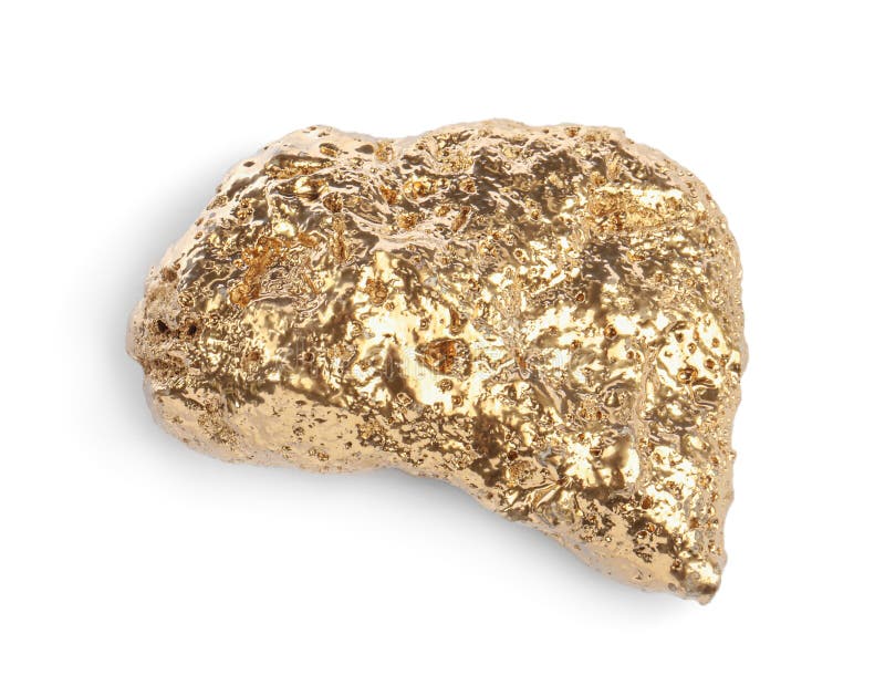 One Beautiful Gold Nugget Isolated on White Stock Photo - Image of ...