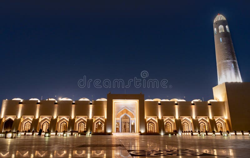 One of the Beautiful Mosque in Qatar. State Grand Mosque of Qatar Stock ...