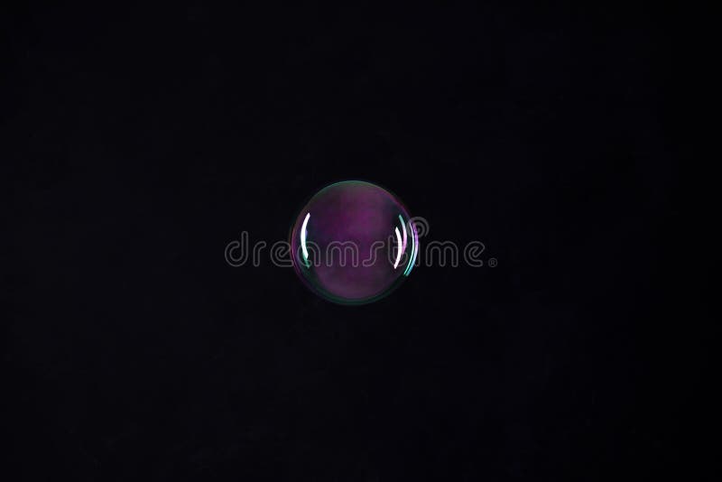 One Beautiful Soap Bubble on Black Background Stock Image - Image of ...