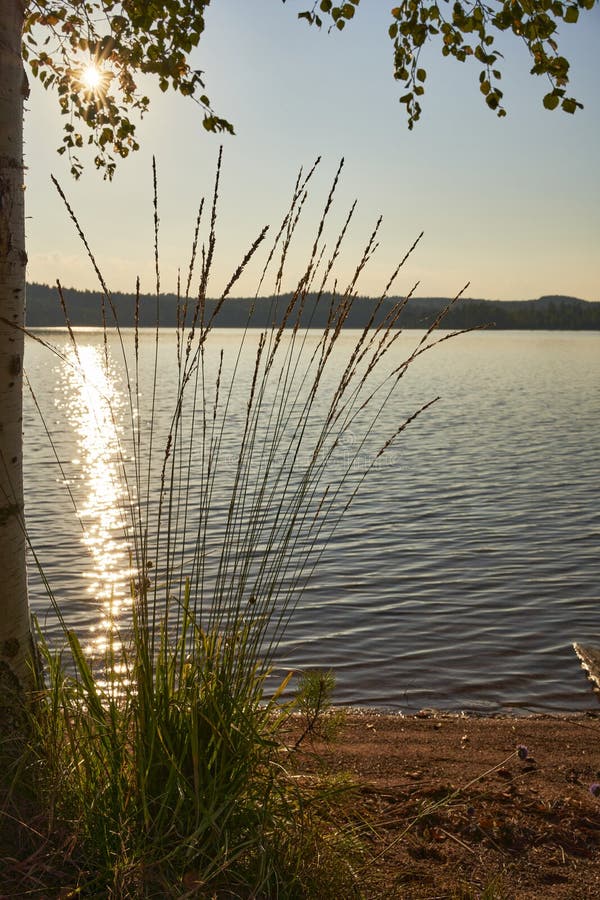 A Beautiful Sunset the Sun Reflected in the Lake Stock Photo - Image of ...