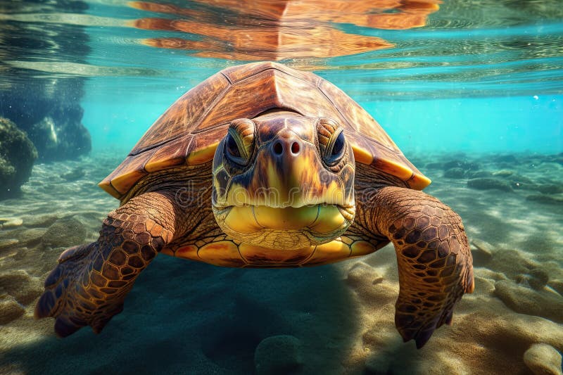 One Beautiful Turtle Close-up Stock Illustration - Illustration of life ...