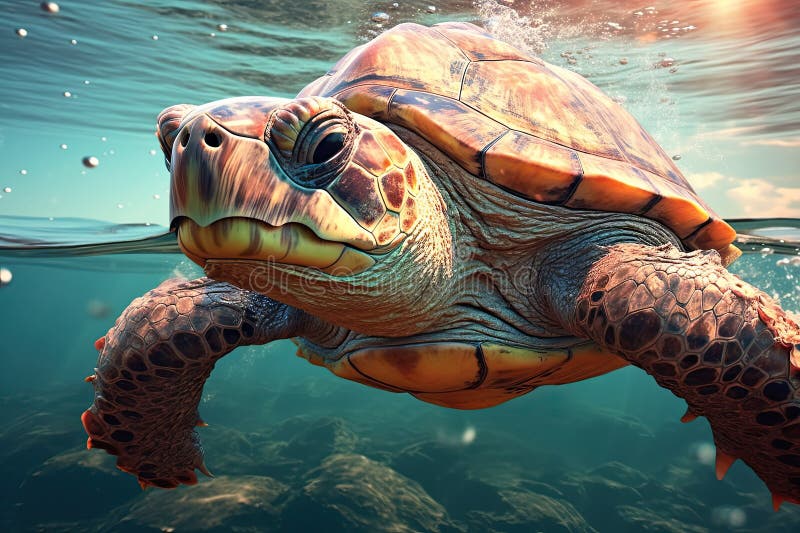 One Beautiful Turtle Close-up Stock Illustration - Illustration of ...