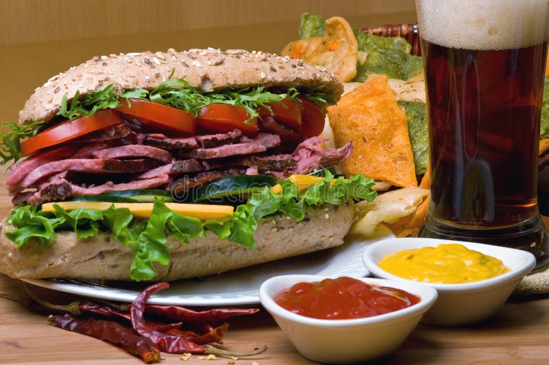 One beef sandwich stock photo. Image of bread, mustard - 24382620