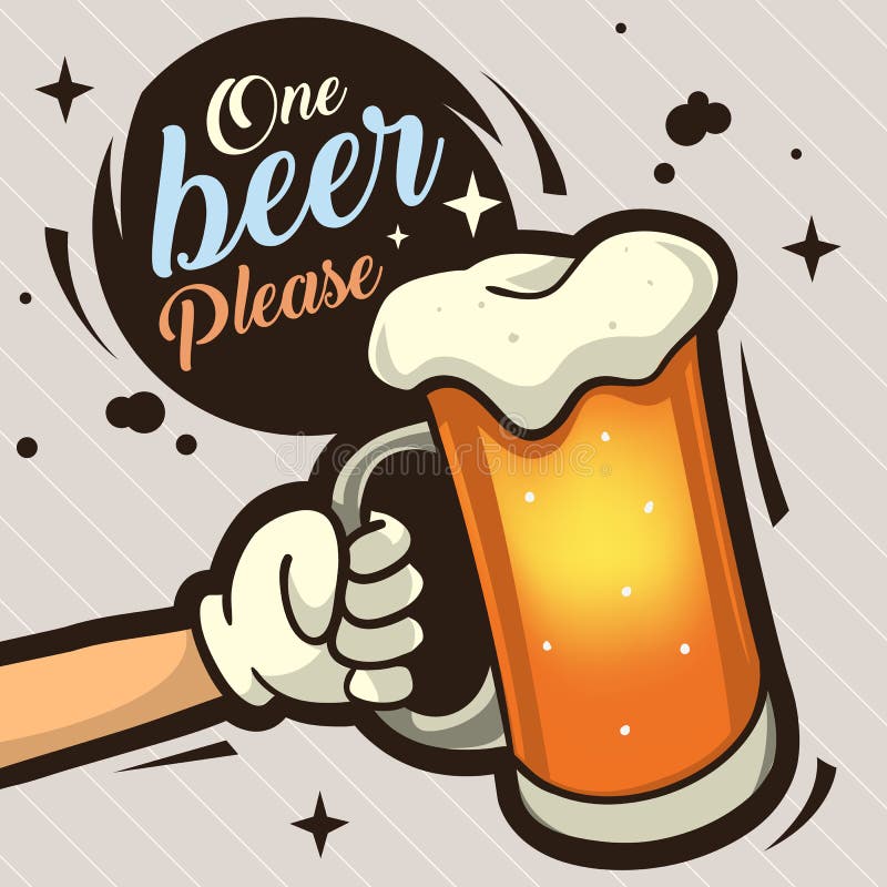 One Beer Please Hand Drawn Artistic Cartoon Illustration for Ad Stock ...