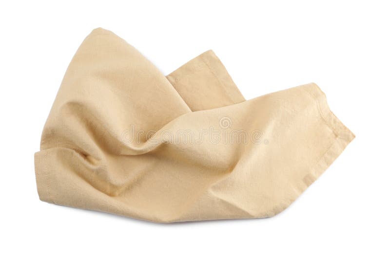 One Beige Kitchen Napkin Isolated on White Stock Photo - Image of beige ...