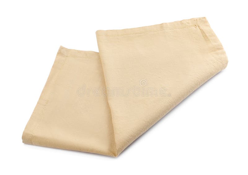 One Beige Kitchen Napkin Isolated on White Stock Image - Image of ...