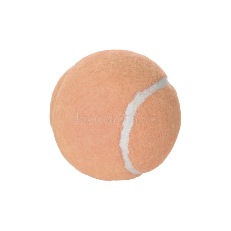 One Beige Tennis Ball Isolated on White Stock Image - Image of fuzz ...