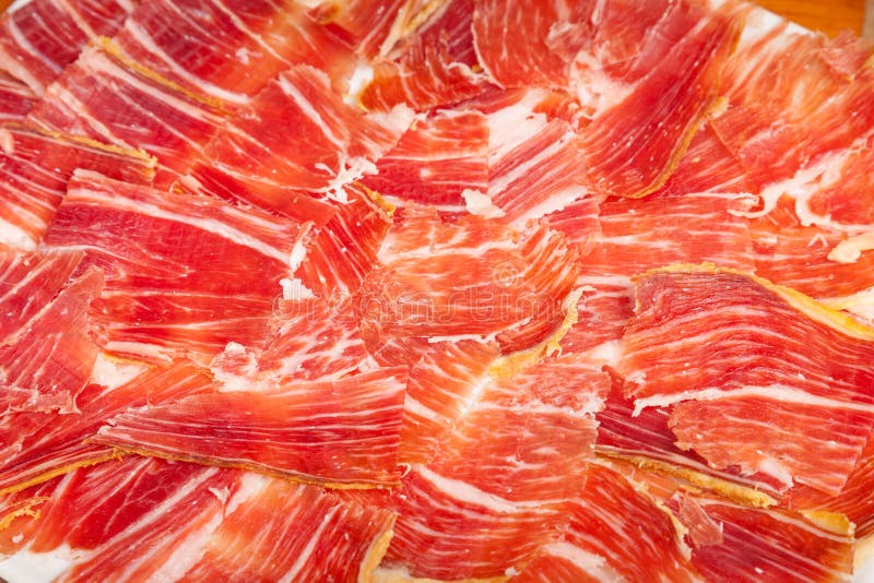 Spanish Jamon Iberico Sliced Stock Photo - Image of food, mediterranean ...