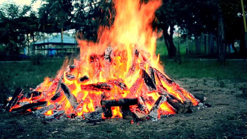 A Beautiful Fire is Burning in the Fireplace Stock Footage - Video of ...