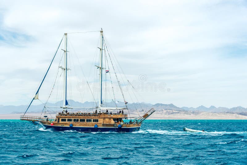 One Big Beautiful Ship on the Blue Sea. Horizontal Frame Editorial ...