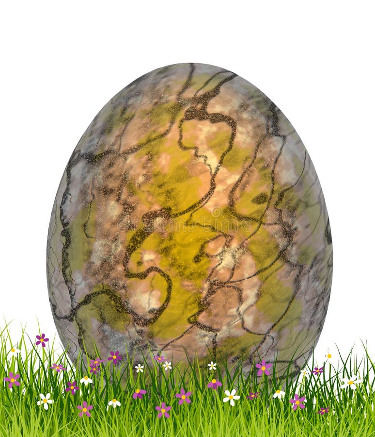 One Big Easter Egg in Beautiful Grass - 3D Render Stock Illustration ...