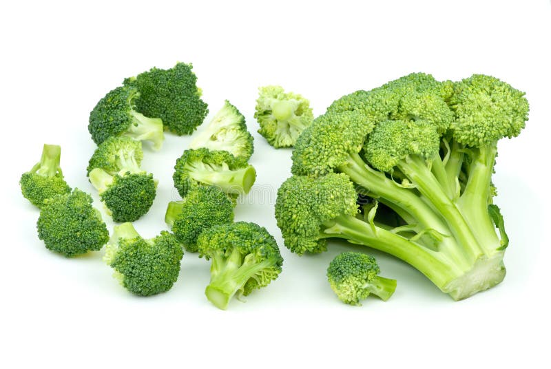 One Big And Few Small Broccoli Pieces Stock Image - Image of large ...