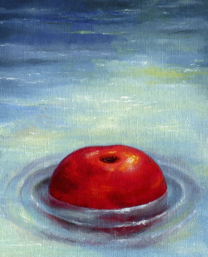 Red and Green Apples Floating on the Water Surface. Stock Illustration ...