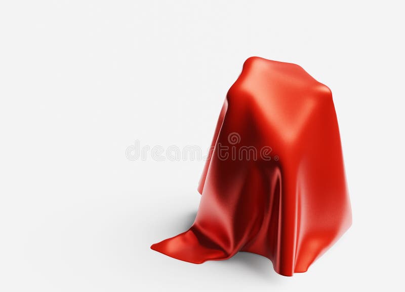 One Big Trophy Under a Red Shiny Fabric Piece Stock Illustration ...