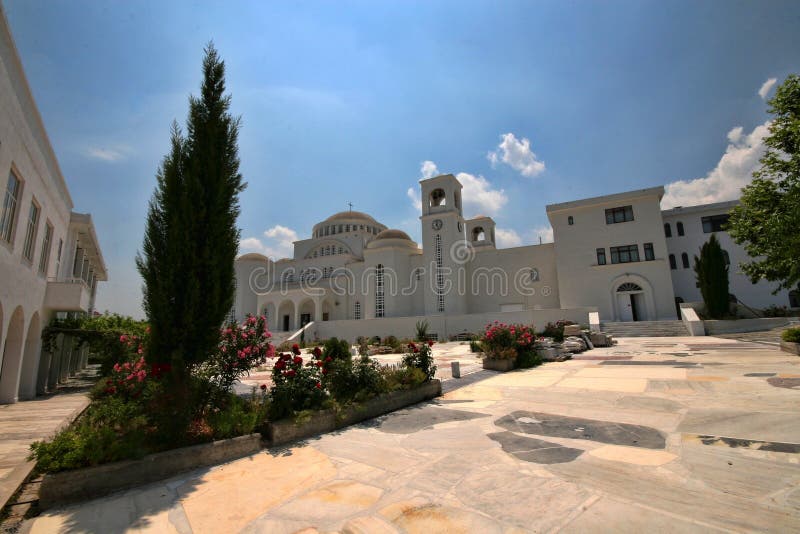 Big White Orthodox Monastery, Greece Stock Image - Image of culture ...