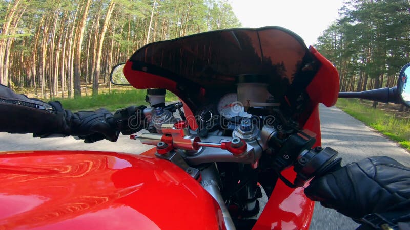 One Biker Riding a Motorcycle, Holding Two Handlebars. Stock Video ...