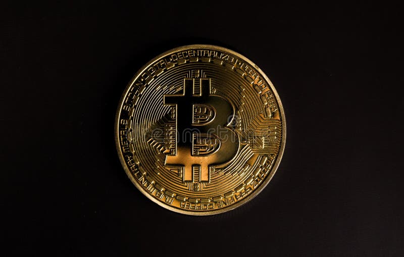 One Bitcoin on Black Backround Stock Image - Image of dark, economy ...