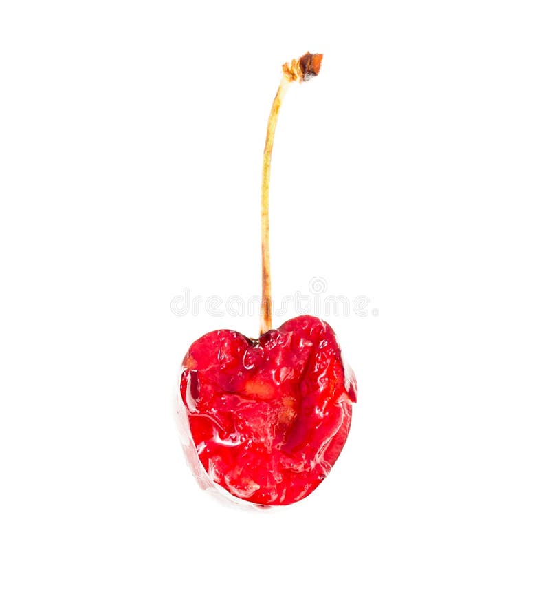 One Bitten Cherry on a White Background Stock Image - Image of fresh ...