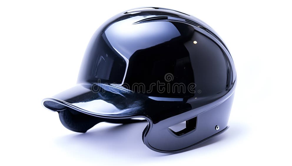 One Black Baseball Helmet on a White Background Stock Image - Image of ...