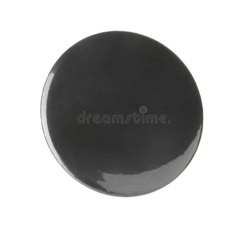 One Black Button Badge Isolated on White Stock Photo - Image of modern ...