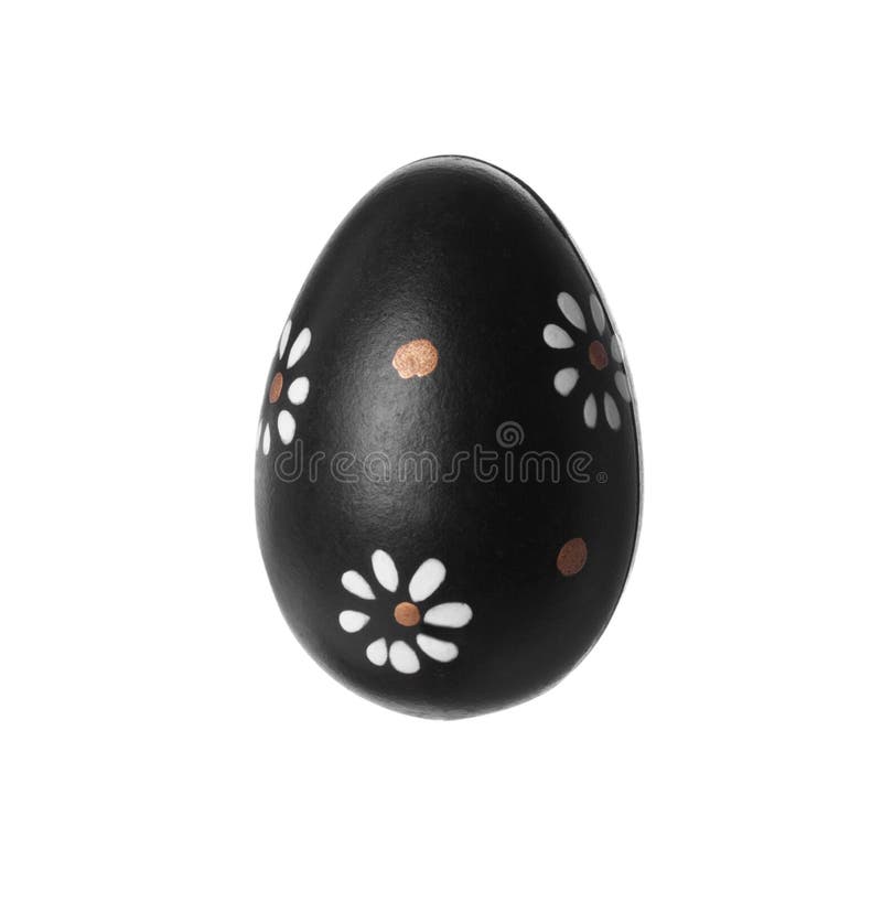 One Black Easter Egg with Pattern Isolated on White Stock Image - Image ...
