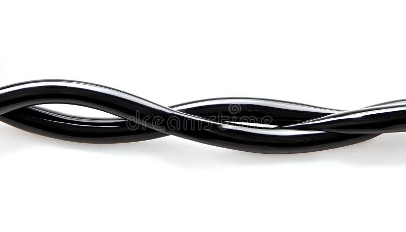 One Black Electrical Wire on White Background Stock Photo - Image of ...