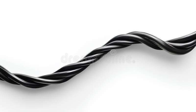 One Black Electrical Wire on White Background Stock Image - Image of ...